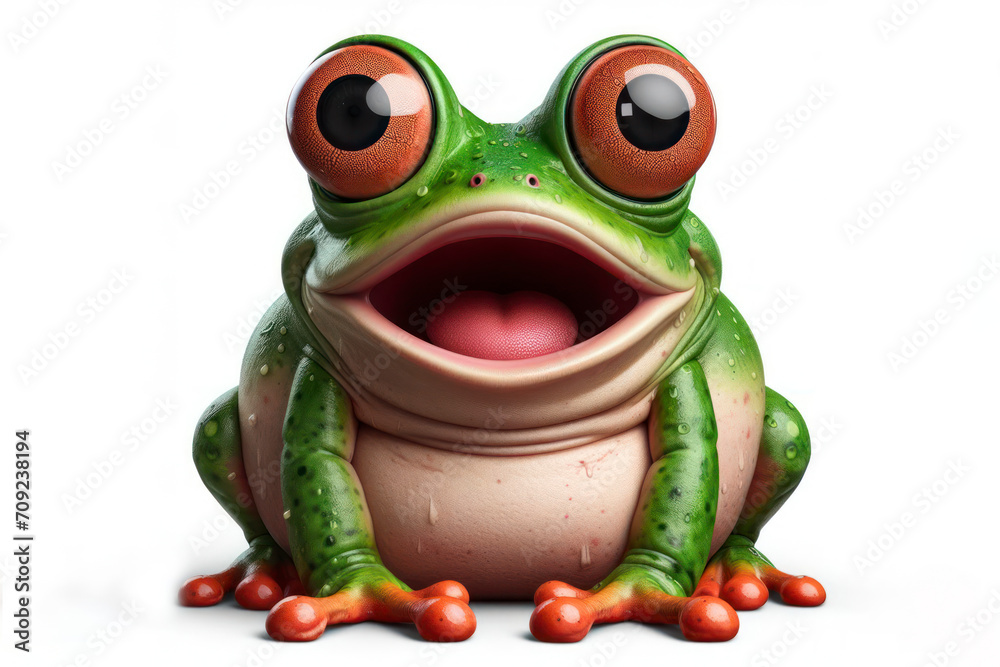 full body Funny Portrait of surprised big frog with bulging big eyes on ...