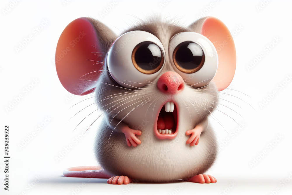 full body Funny Portrait of surprised mouse with bulging big eyes on ...