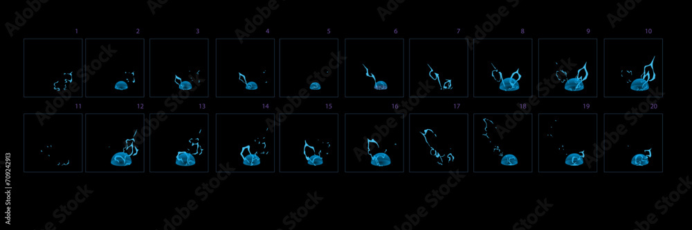 Lighting animation Burst effect animation. Sprite sheet of lighting ...