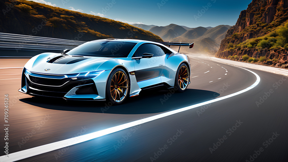 Imaginary Illustration of Futuristic AI operated sports car with full ...