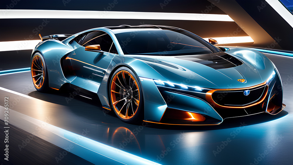 Imaginary Illustration of Futuristic AI operated sports car with full ...