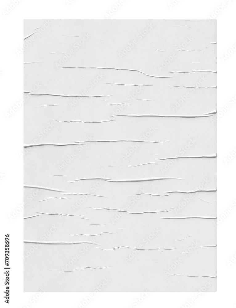 Blank white poster mockup. Crumpled paper template. Wet poster texture ...