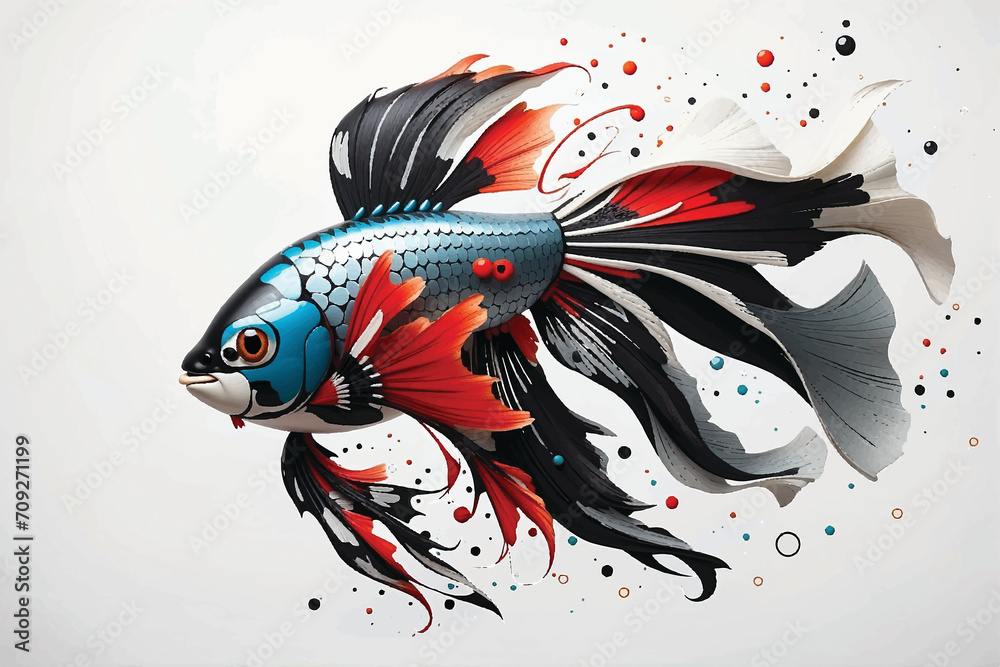 cartoon betta fish painting style Stock Illustration | Adobe Stock