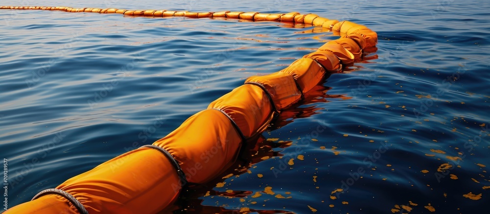 Floating barriers called containment booms are used to control and ...