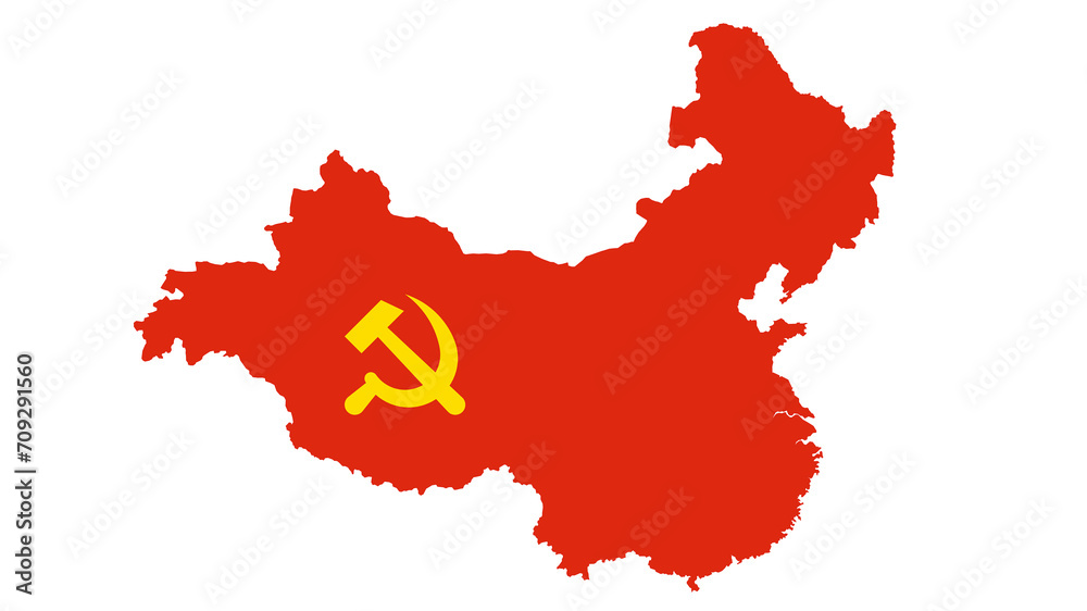 Map of Comunism with the flag inside. Stock Illustration | Adobe Stock