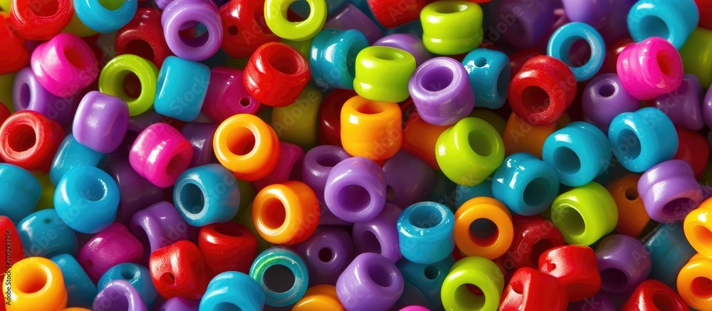 Multicolored pony beads create a stunning pattern for crafts and hair ...