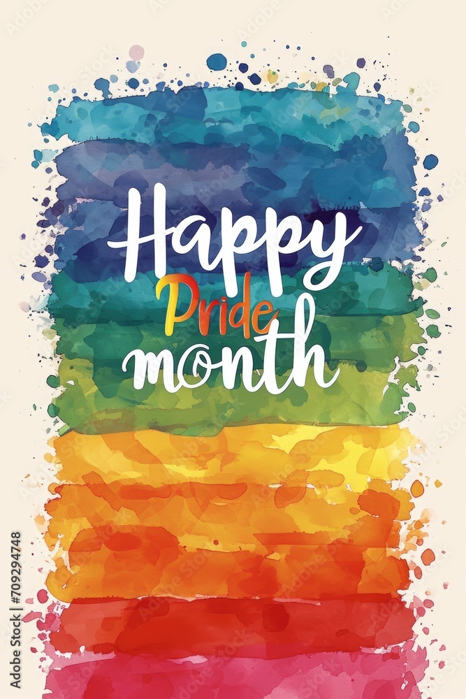LGBT pride month banner in rainbow colors with "Happy Pride Month" text ...