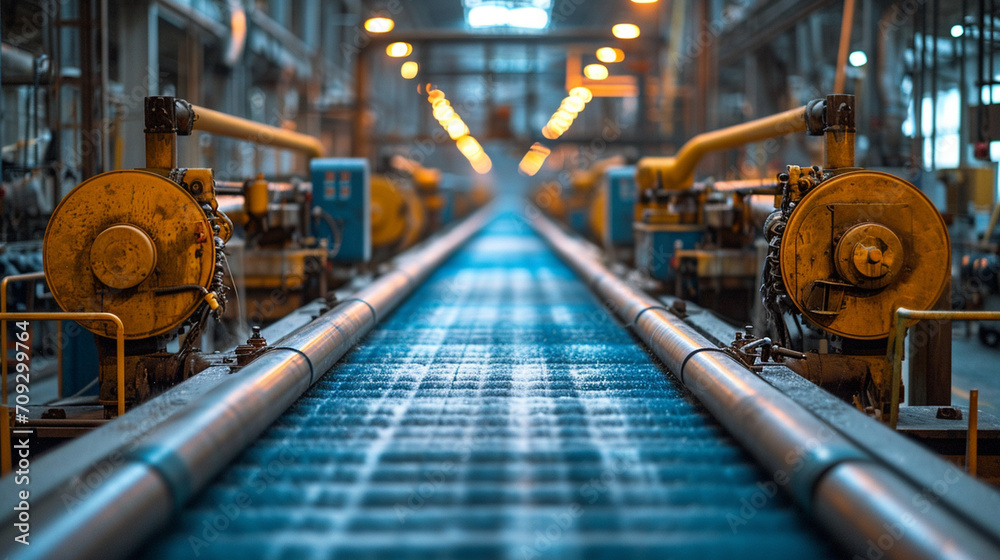 A modern cotton processing facility with machinery in motion ...