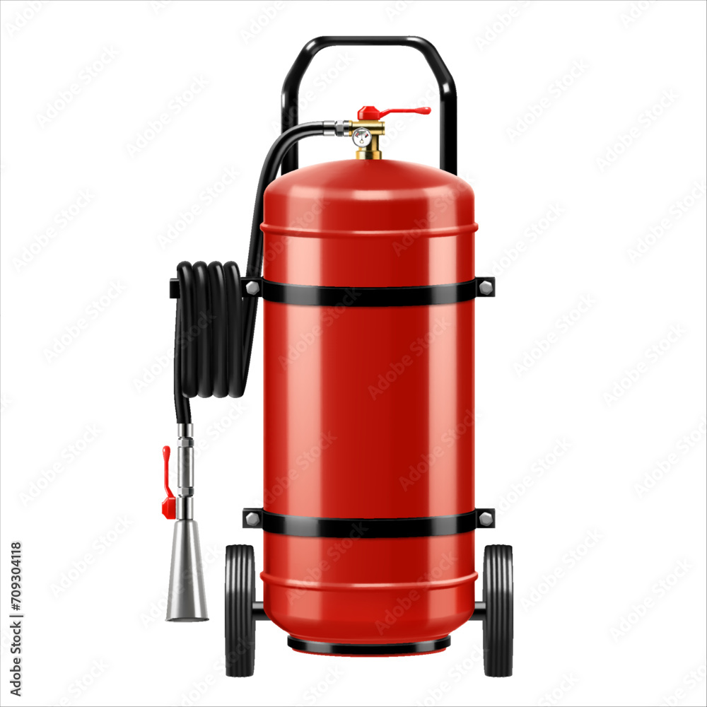 Wheeled Type Dry Powder Fire Extinguisher isolated on white background ...