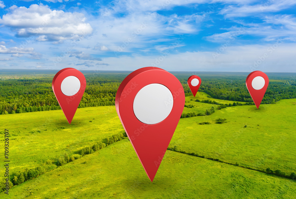 Marking territory. Geotags above ground. Nature with giant marks on ...