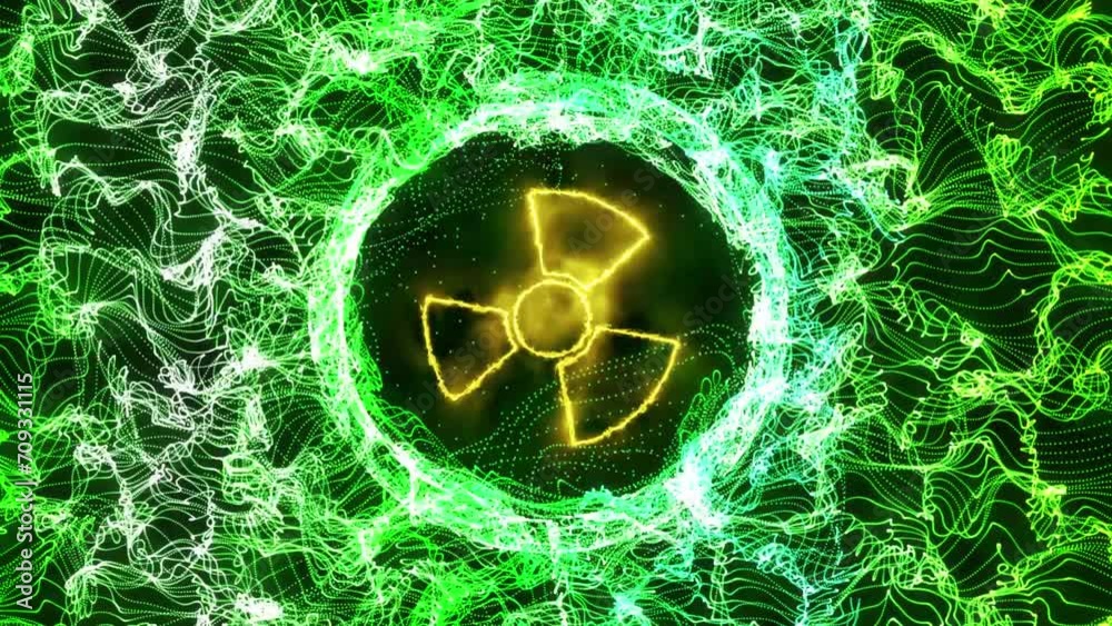 Dangerous Nuclear Symbol Moving On Radiation Background, Radiation ...