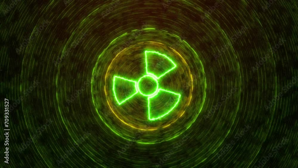 Vidéo Stock Nuclear Radioactive Animation Background. Radiation Toxic Sign And Danger And ...