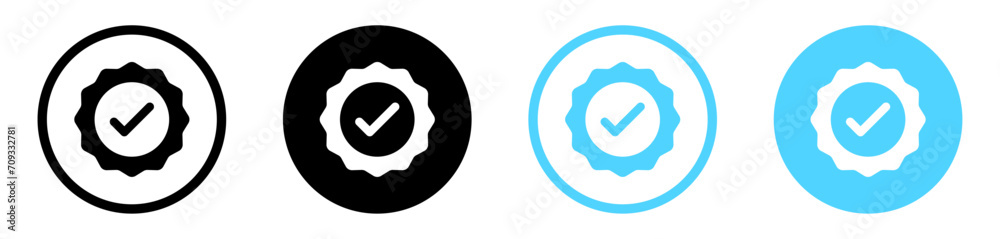 Verified badge icon tick symbol Vector blue verification badge approved ...