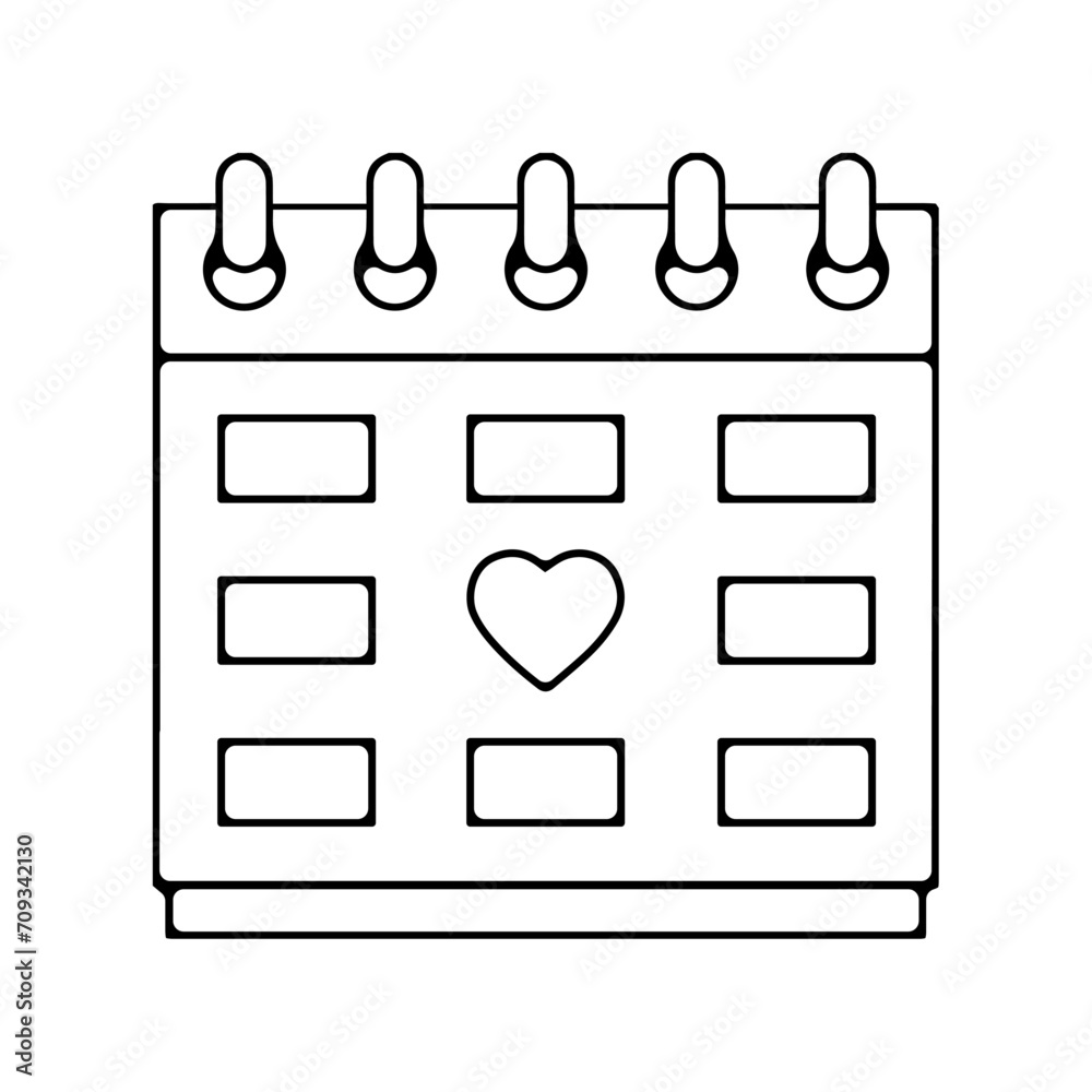 Pictogramme icone et symbole saint valentin amour love date calendrier ...