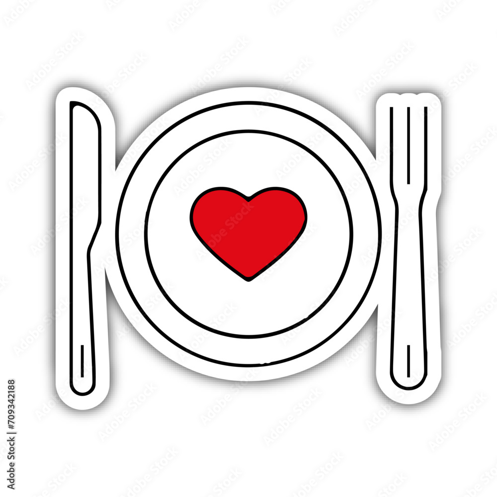 Pictogramme icone et symbole saint valentin amour repas diner rouge et ...