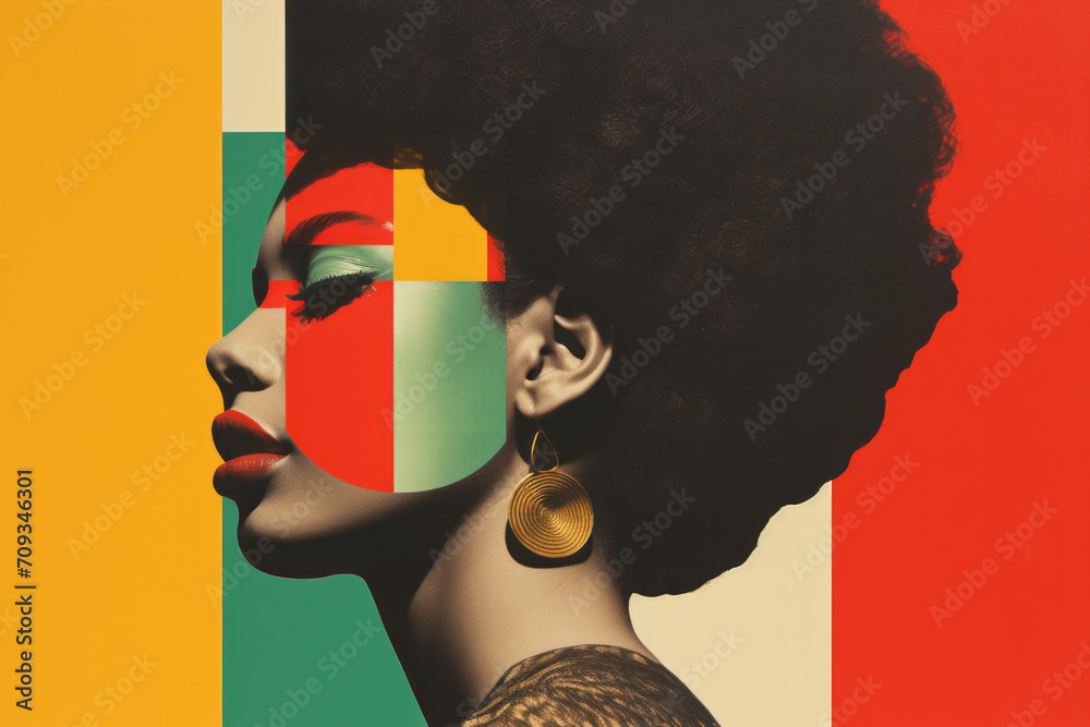 Black history month abstract portrait of a beautiful black woman ...