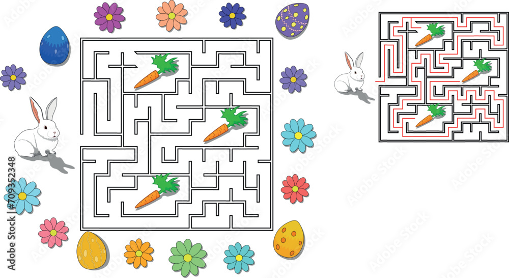 Help easter bunny pass through maze to find all carrots. Feed the ...