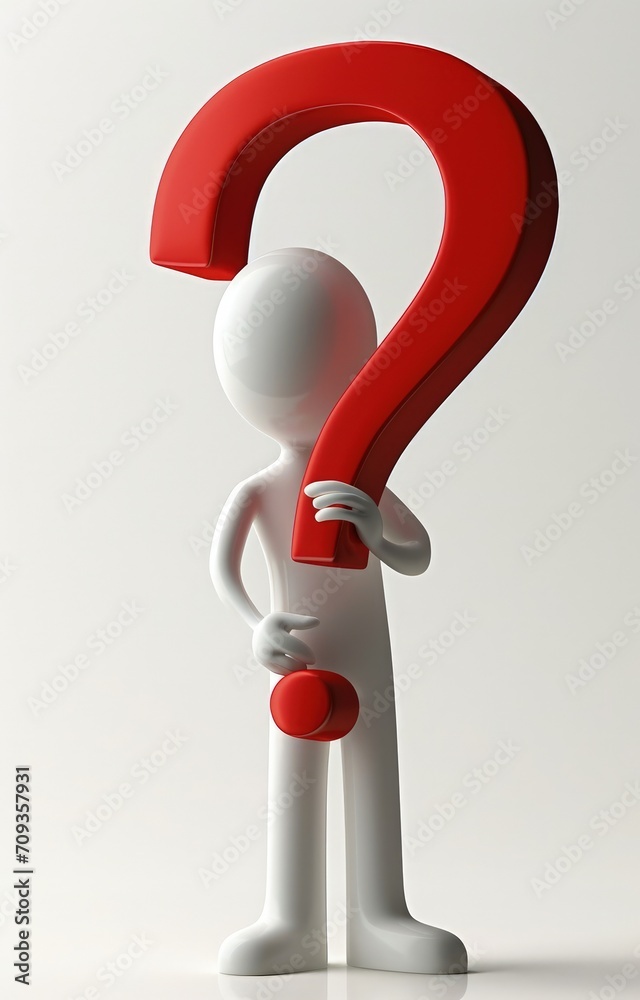 3d character: an inquisitive figure adorned with a dynamic question ...