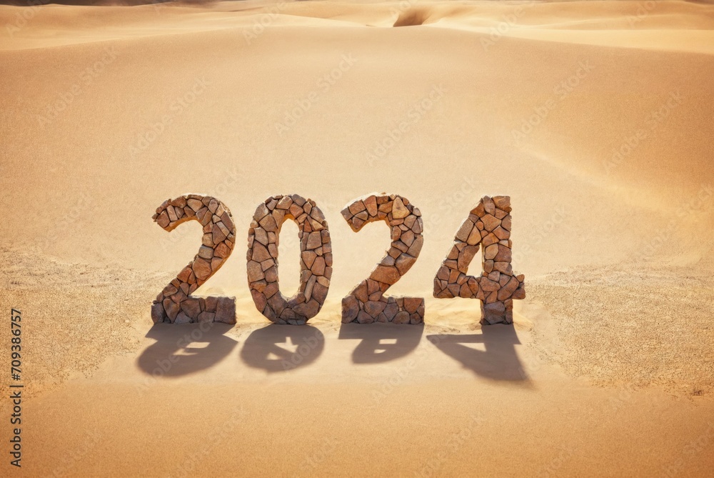Climate change concept in 2024. Background with selective focus and ...