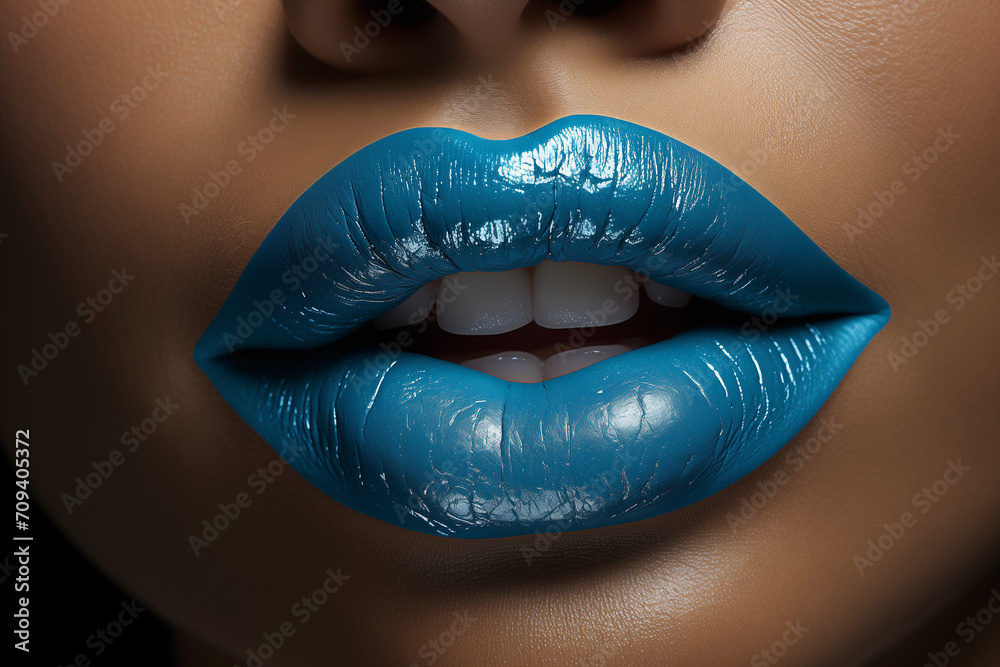 Electric Blue Lips, Lips Painted in Vivid Blue, Perfect for a Night of ...