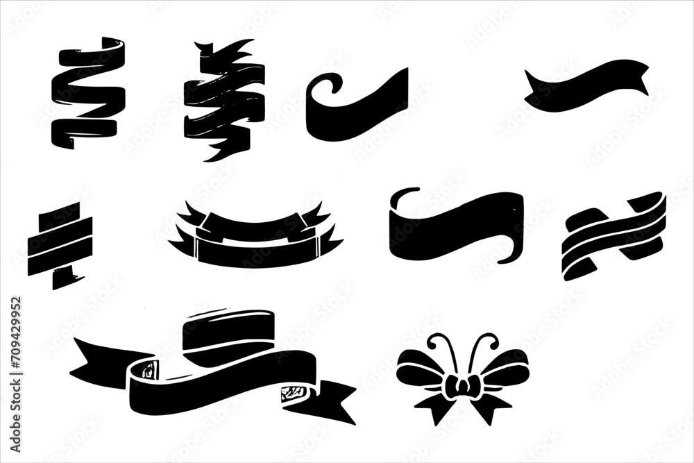 Free Ribon clipart Vector Bundle Set, Free Ribon Vector For T-shirt ...