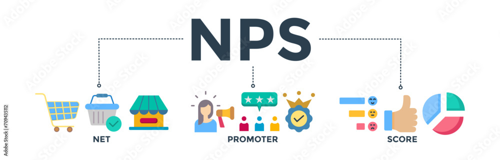 NPS banner web icon vector illustration concept for net promoter score ...