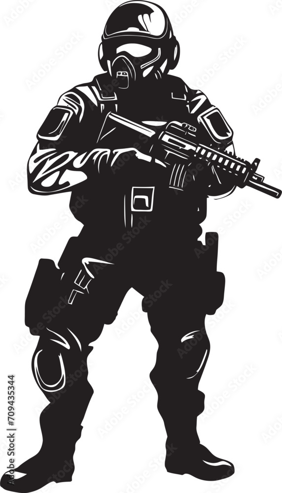 Tactical Resilience Monochromatic SWAT Police Emblem in Sleek Vector ...