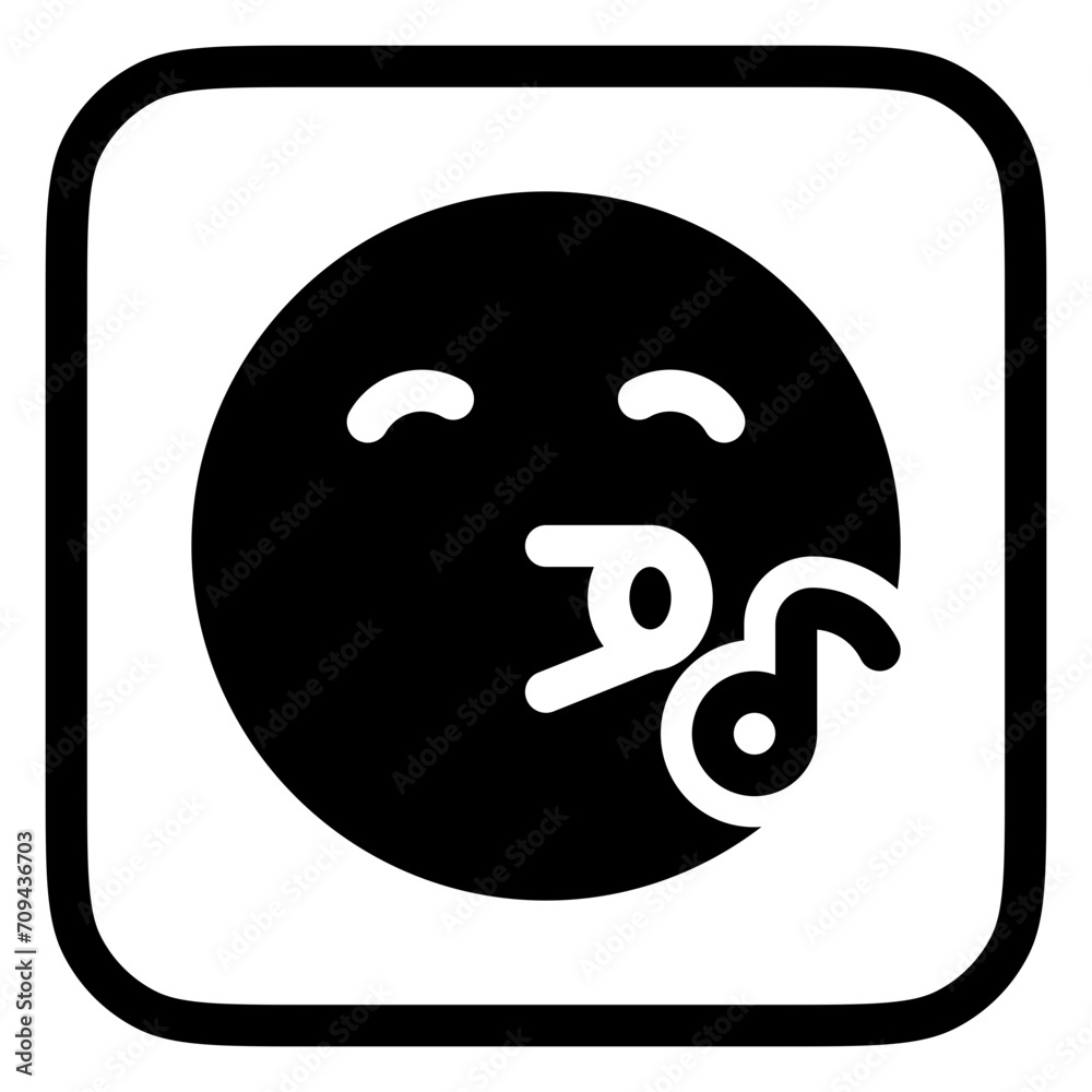 Editable whistle expression emoticon vector icon. Part of a big icon ...