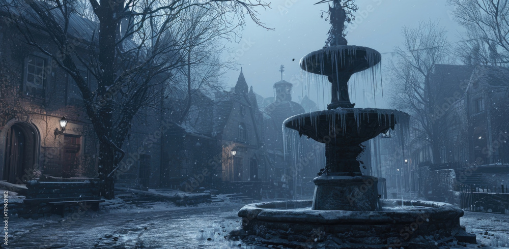The village square is a frozen wasteland, where only a crumbling ...