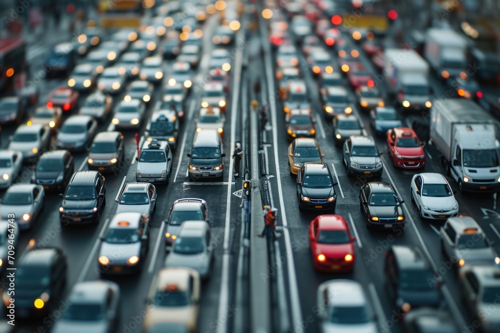 Traffic jam concept, group of many cars on highway Congestion and cars ...