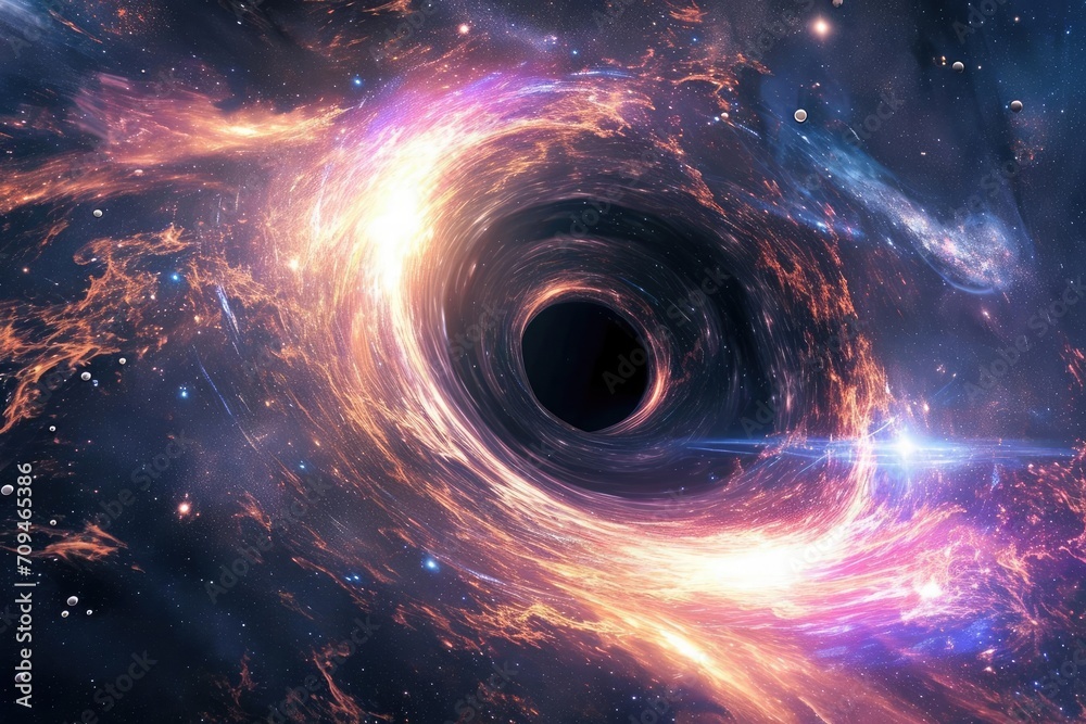 Photo & Art Print Artistic representation of a black hole warping space ...