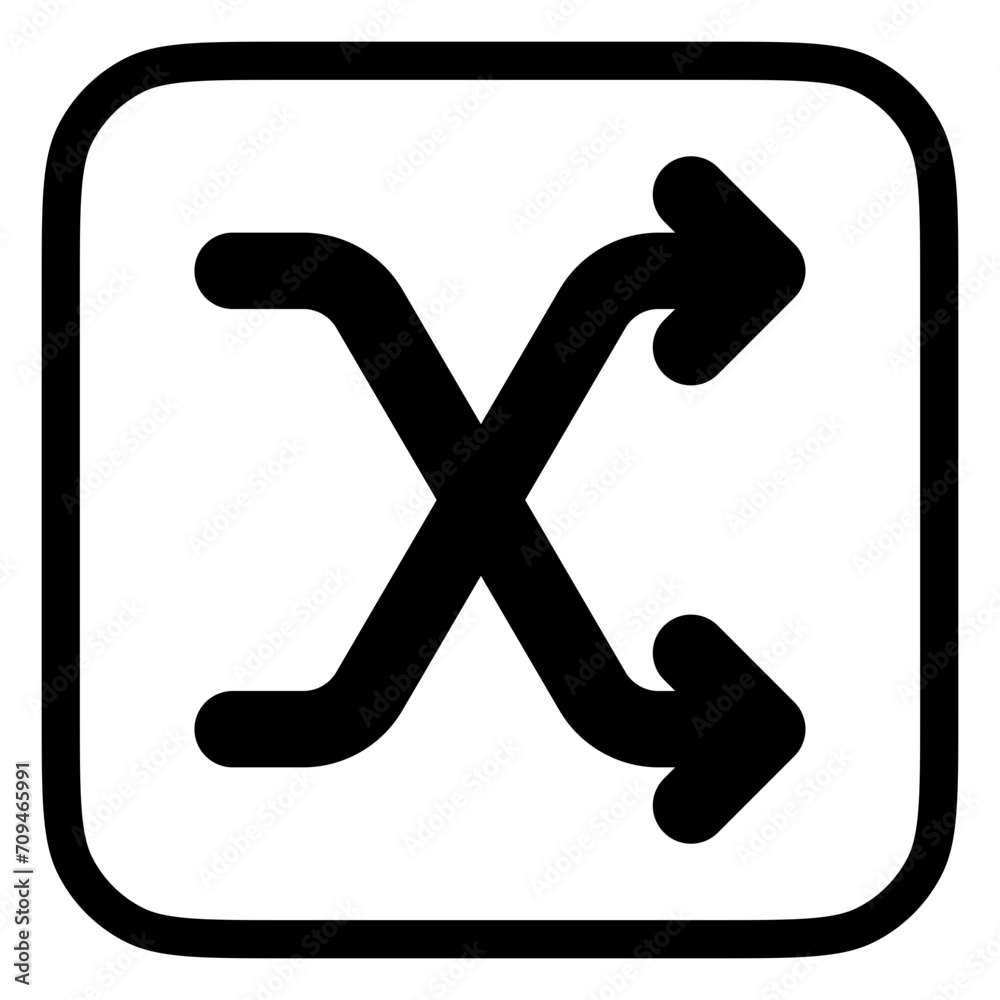 Editable vector shuffle random icon. Black, transparent white ...