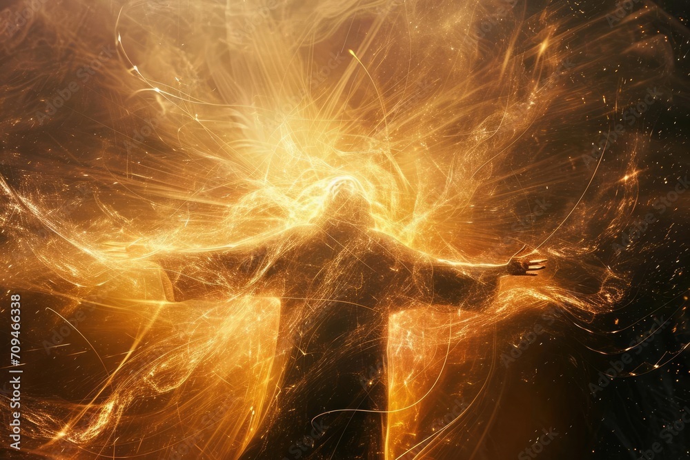 Dreamlike vision of jesus as the bread of life With abstract symbols of ...