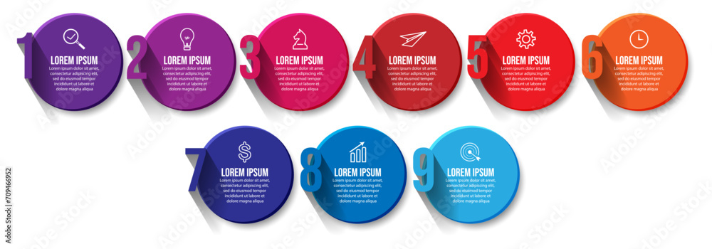 business infographic 10 parts or steps, there are icons, text, numbers ...