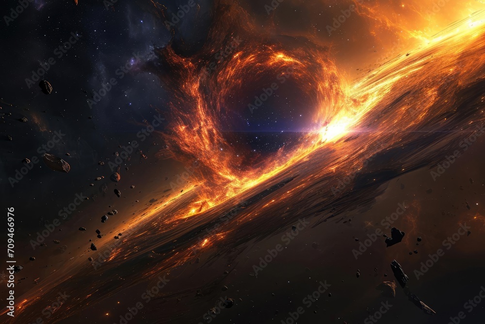 Black hole devouring a star Emitting intense light and energy Stock ...