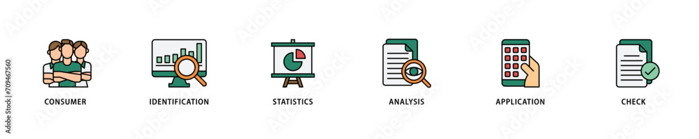 Kyc icon set flow process which consists of analysis, check ...