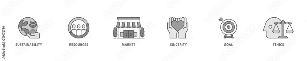 CSR icon set flow process which consists of business and organization ...