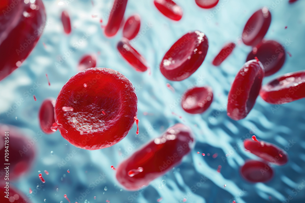blood cells wave on blue background, leukocytes, erythrocytes ...