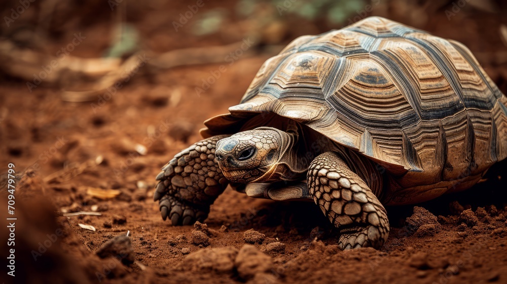 A tortoise is seen on a dirt ground, its giant form and world-bearing ...