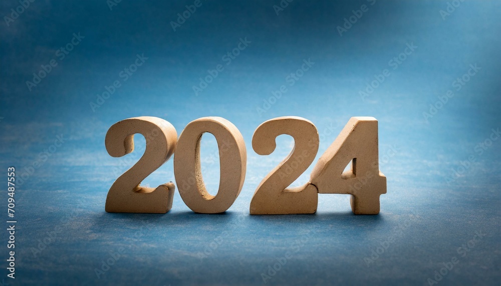 2024, 3d, year, gold, business, symbol, sign, sale, new, AI genrat ...