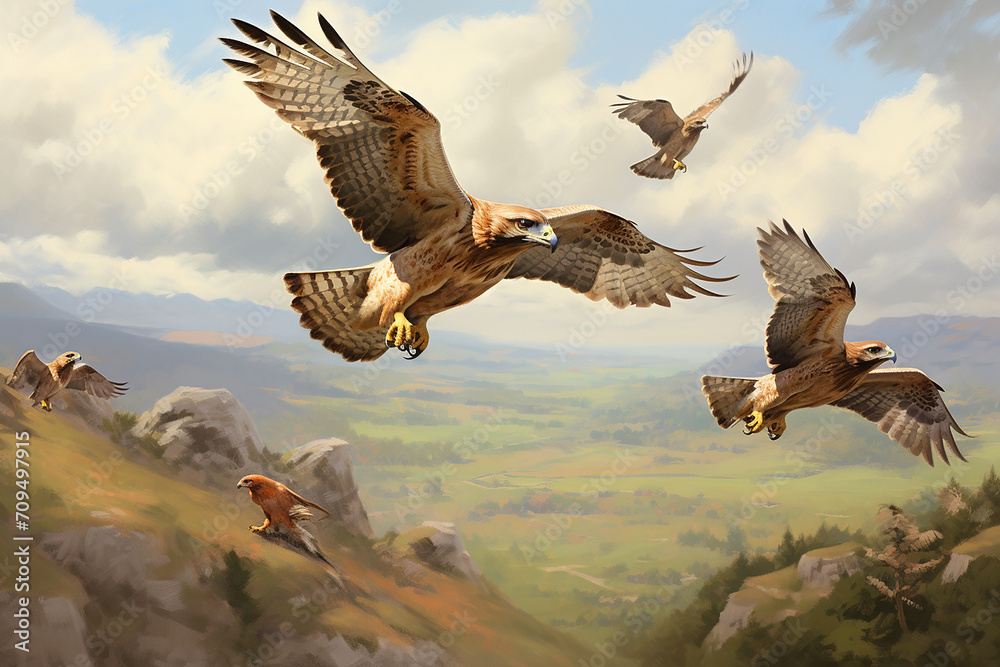 Red-tailed buzzard, Chicken Hawk, Mouse Hawk, Hen Hawk, Red-tail flying ...