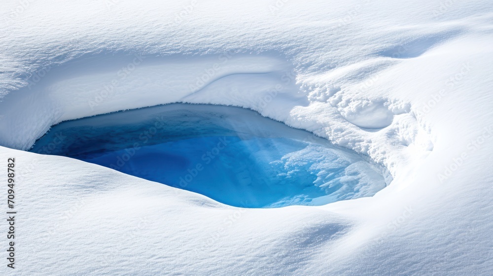 there is a hole in the snow that looks like it's in the middle of a ...