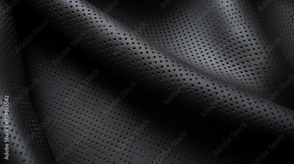 Black rubber-coated technical fabric texture with light reflections and ...