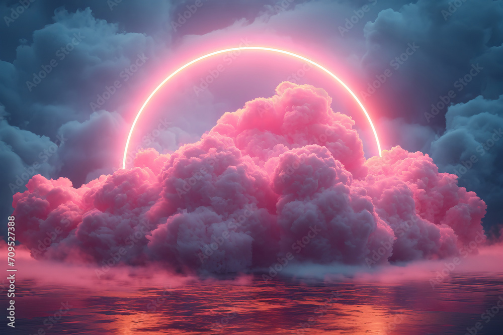 Surreal beauty unfolds as a light pink cloud with a circle graces the ...
