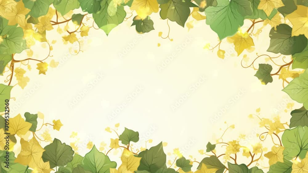 Spring background ivy vines and leaves on pretty light yellow ...