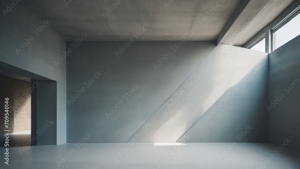 Interior background of empty room with stucco wall, plant and closed ...