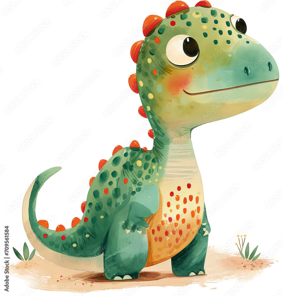 Cartoon dinosaur isolated on transparent background. PNG Stock ...