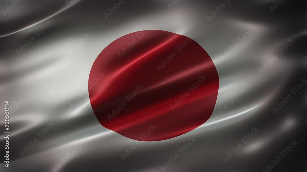 Flag of Japan, full frame, front view, flapping in the wind, realistic ...