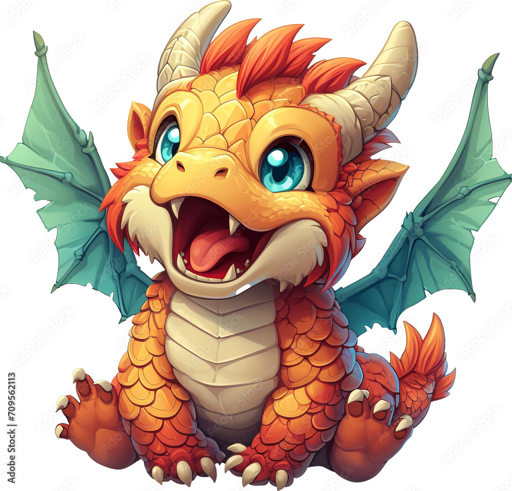 Cute dragon isolated on transparent background. PNG Stock Illustration ...