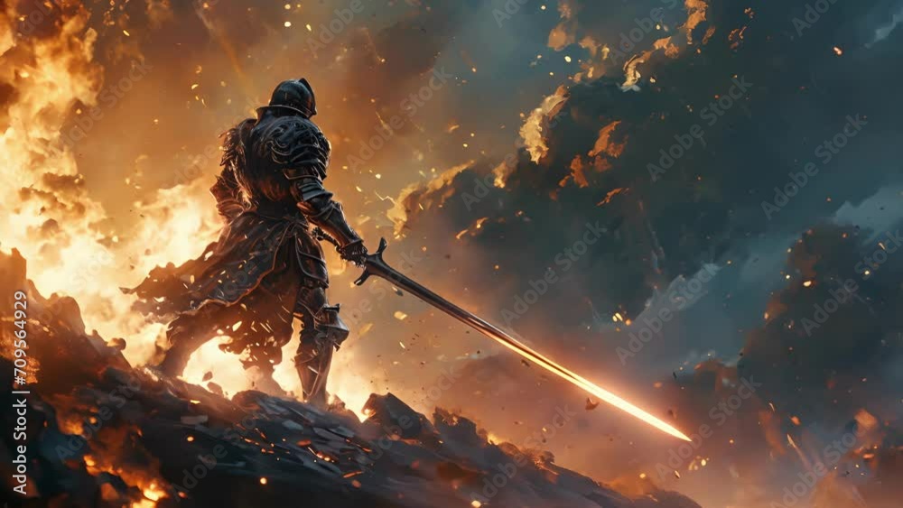 As the paladin charged into battle, his holy sword lit up the night sky ...